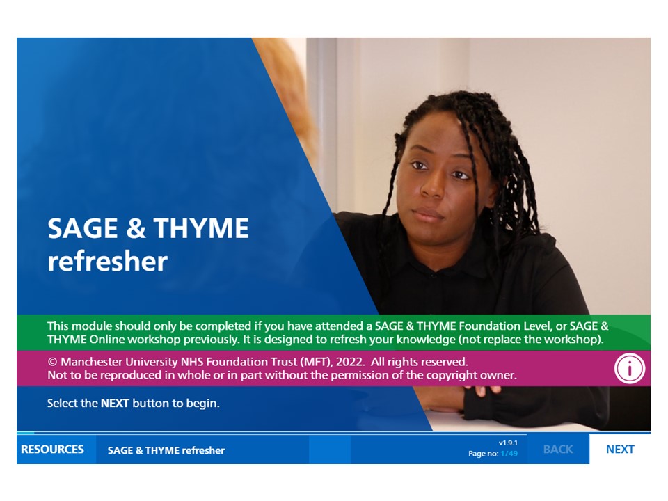 Refresher E-Learning Course now available | SAGE & THYME